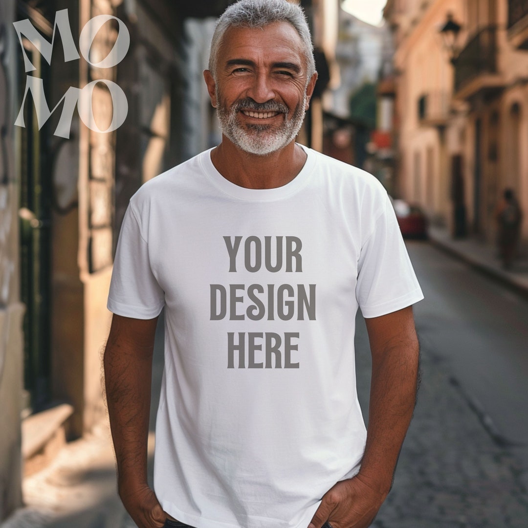 Gildan 5000 White Tshirt Mockup Digital Download Senior Elderly Man ...