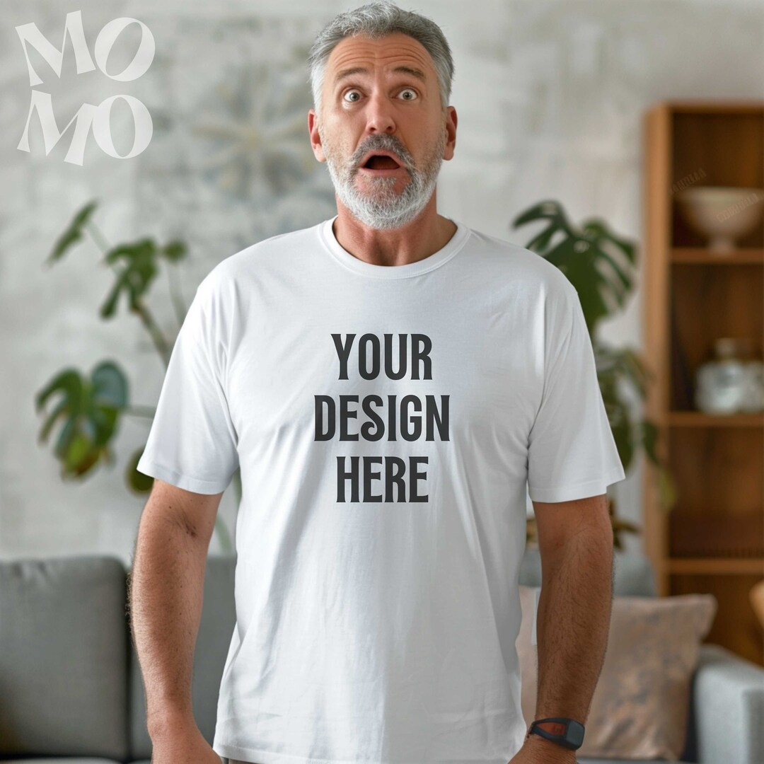 Gildan 5000 White Tshirt Digital Mockup Shocked Grandpa Surprised ...