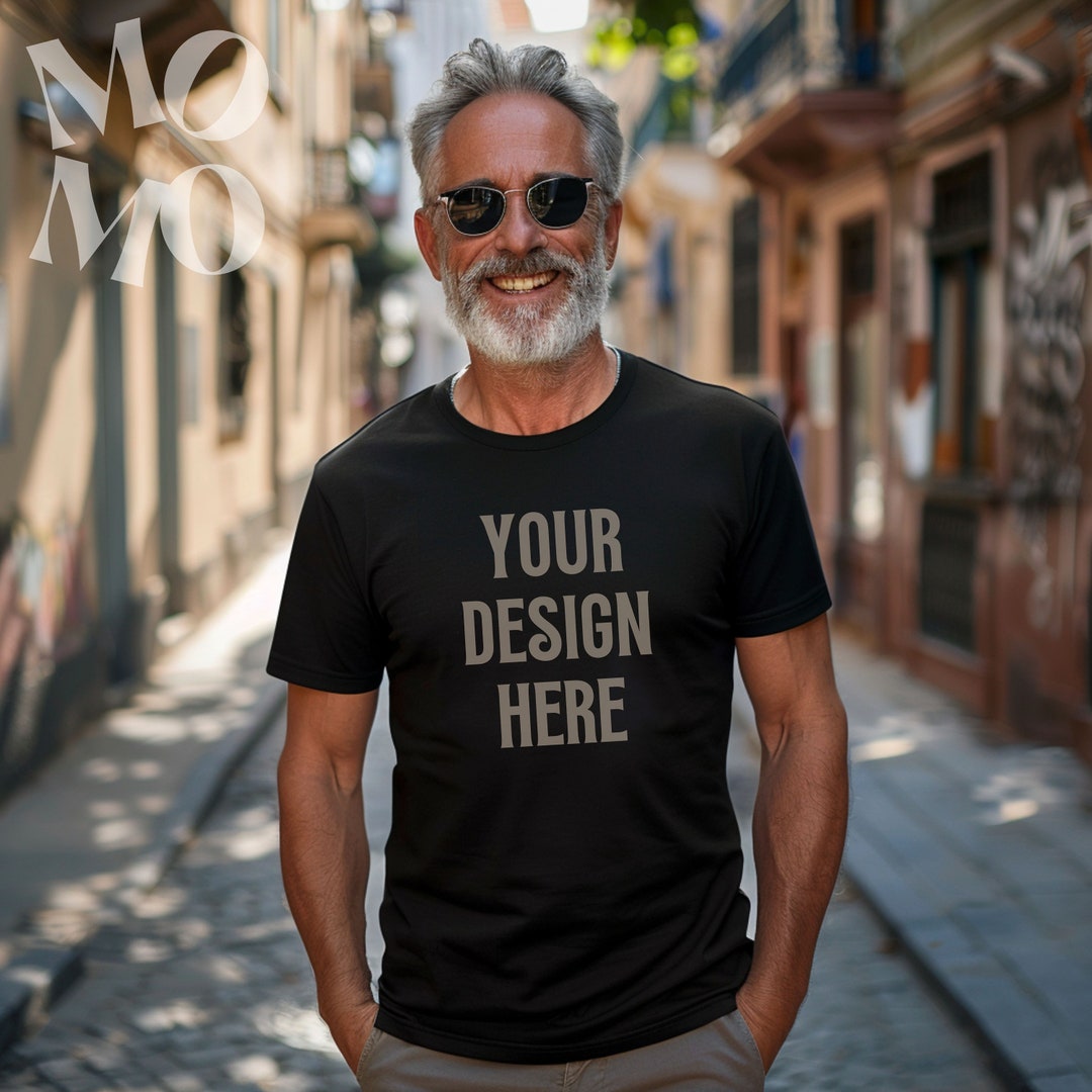 Gildan 5000 Black Tshirt Mockup Digital Download Senior Elderly Man ...