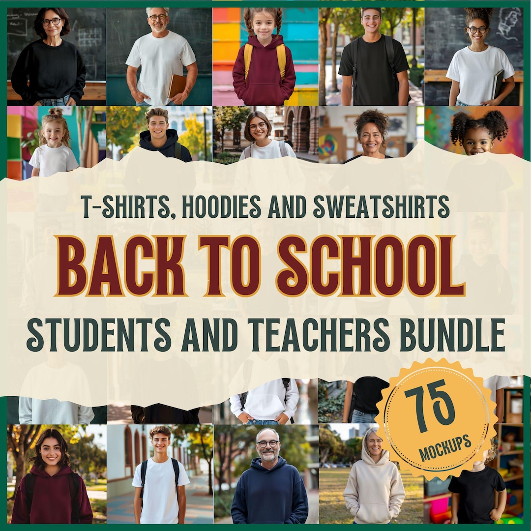 Back to School Apparel Mockup Bundle: T-shirts, Hoodies, Sweatshirts ...