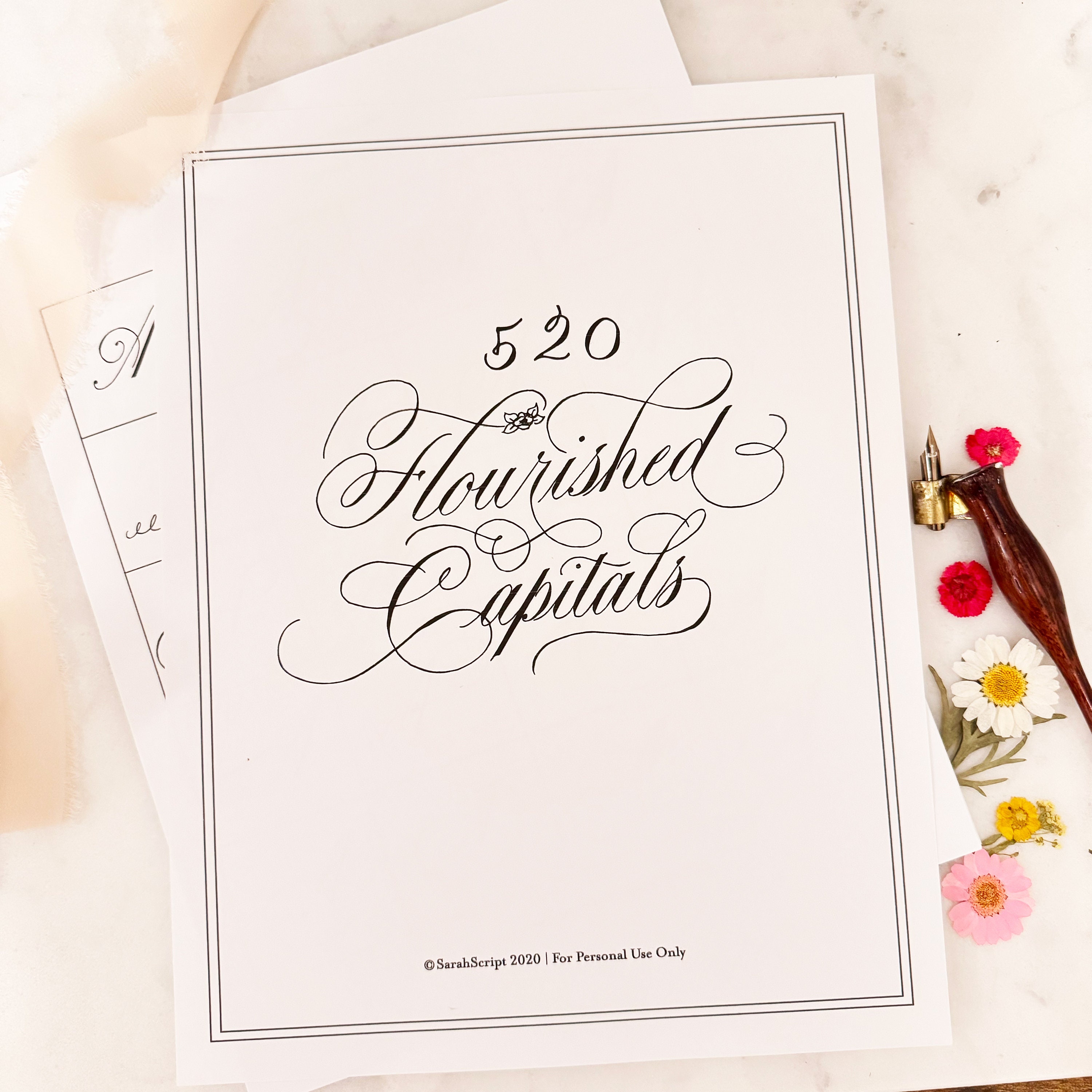 Flourished Calligraphy Practice Sheets, Uppercase and Lowercase ...