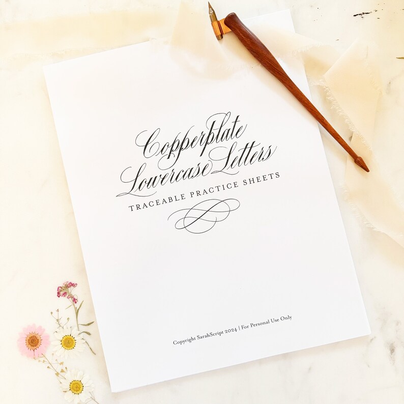 Copperplate Lowercase Letters Traceable Practice Sheets, Learn ...