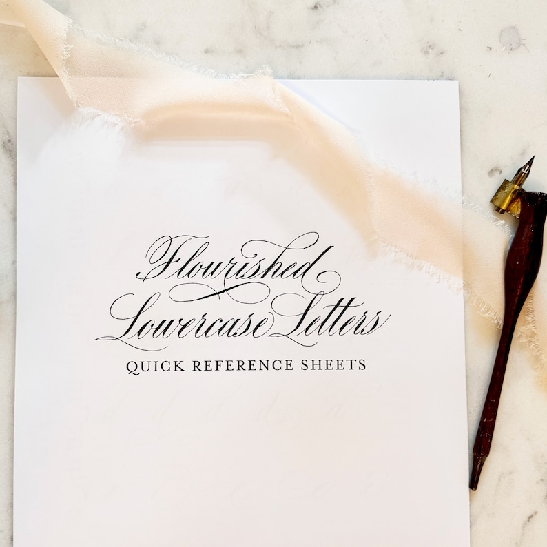 Flourished Calligraphy Practice Sheets, Uppercase and Lowercase Flourished Letters Bundle ...