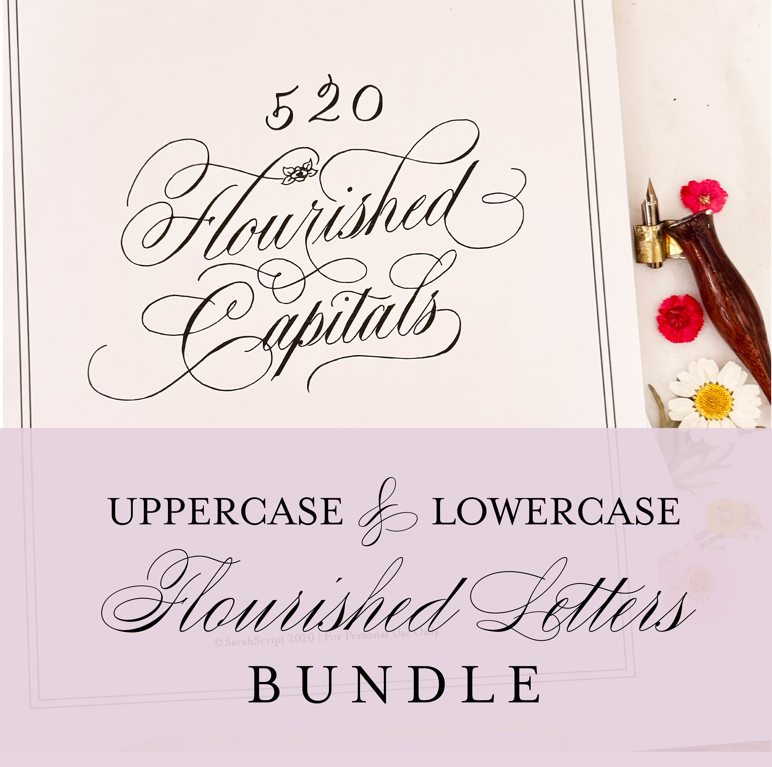 Flourished Calligraphy Practice Sheets, Uppercase and Lowercase ...