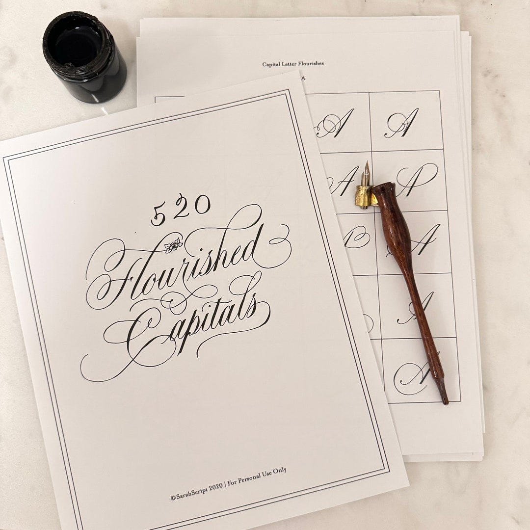 Flourished Capital Letters Worksheets, Copperplate Calligraphy ...