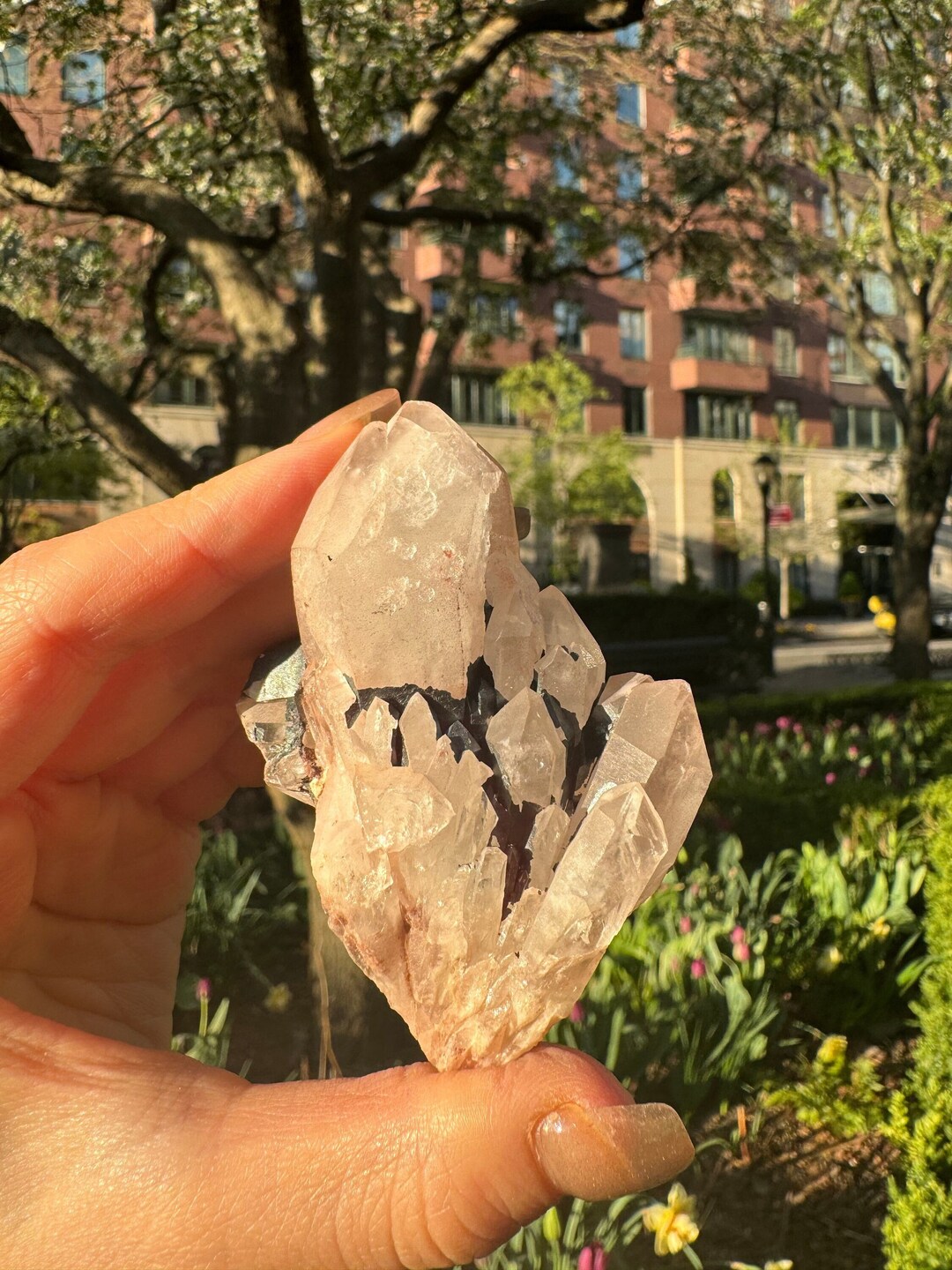 Pink Quartz Cascading Cathedral Cluster + Iron From Madagascar ...
