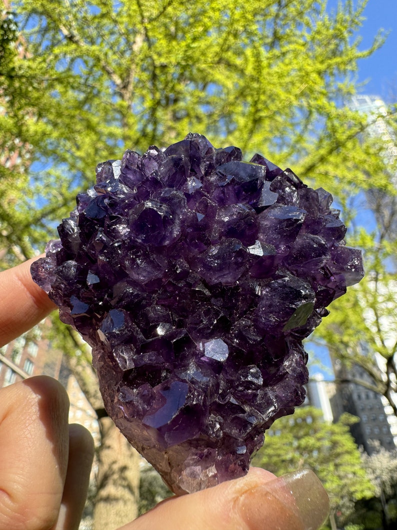 INTENSE Purple Amethyst Cluster W/cyan Rock Bed/purple Flame Karma ...