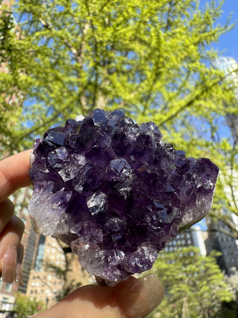 INTENSE Purple Amethyst Cluster W/cyan Rock Bed/purple Flame Karma ...