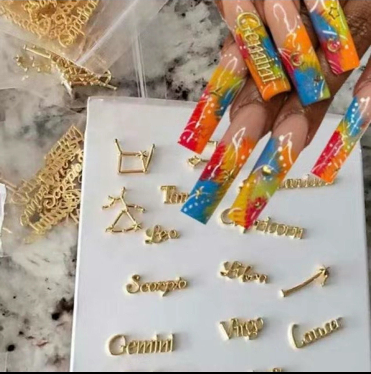 1 Pcs Popular Zodiac Sign Nail Decals Acrylic Nail Decoration High ...