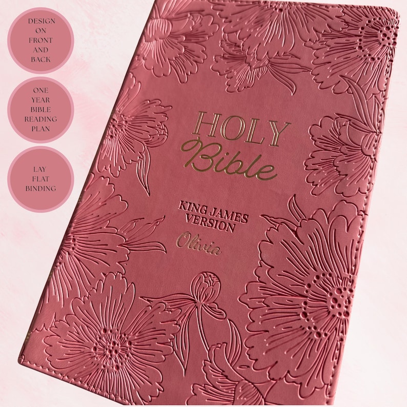 Personalized Pink Bible: Faux Leather Custom KJV Bible Tabbed King ...