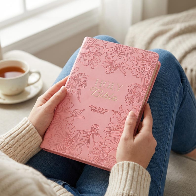 Personalized Pink Bible: Faux Leather Custom KJV Bible Tabbed King ...