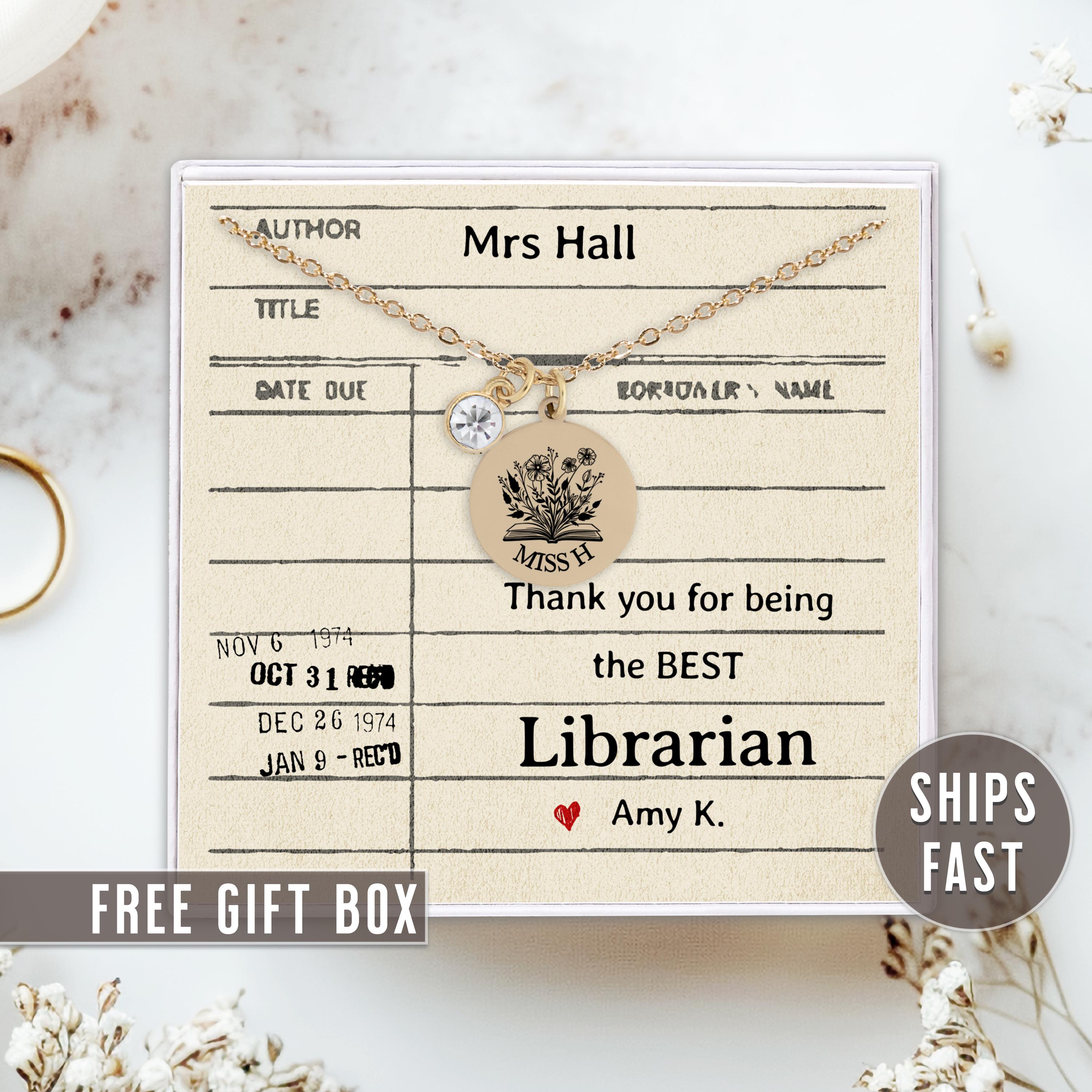 Personalized Librarian Necklace Library Teacher Gifts School Librarian ...