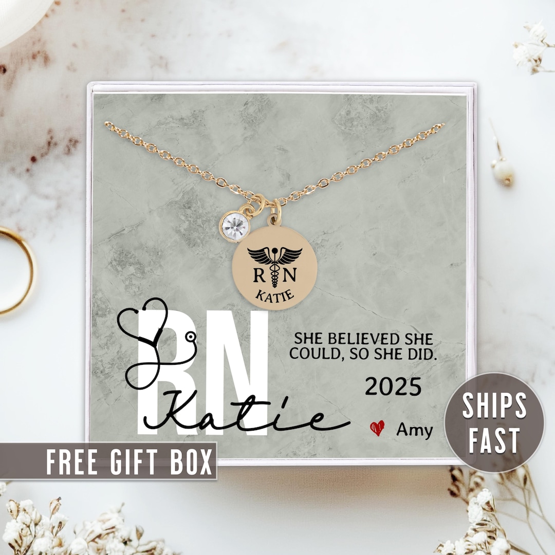 Personalized RN Necklace Registered Nurse Jewelry Custom Nurse Necklace ...