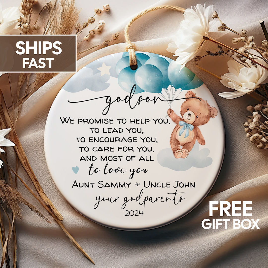 Personalized Godson Ornament, Godson Gift From Godparents, Godson ...