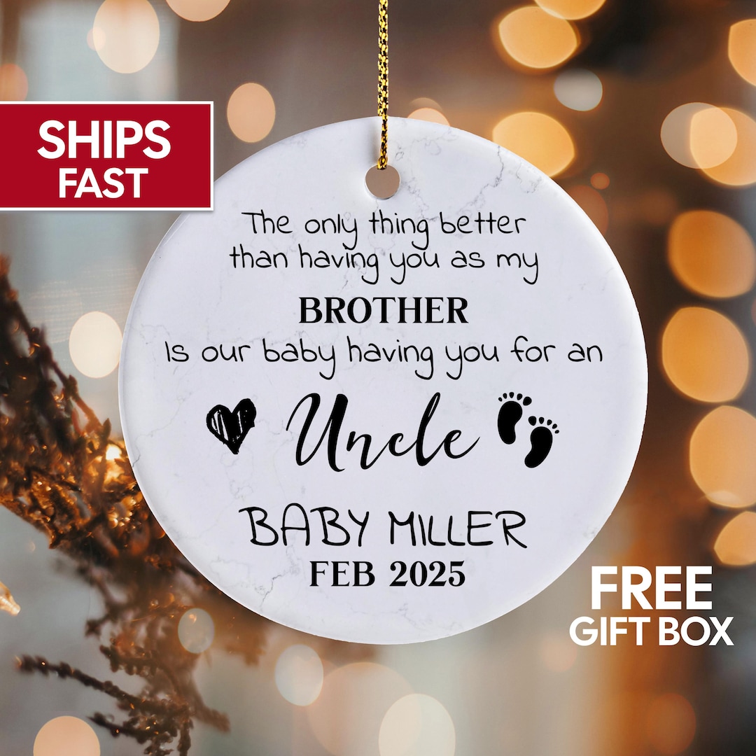 Uncle Pregnancy Announcement Ornament, Personalized Uncle Pregnancy ...