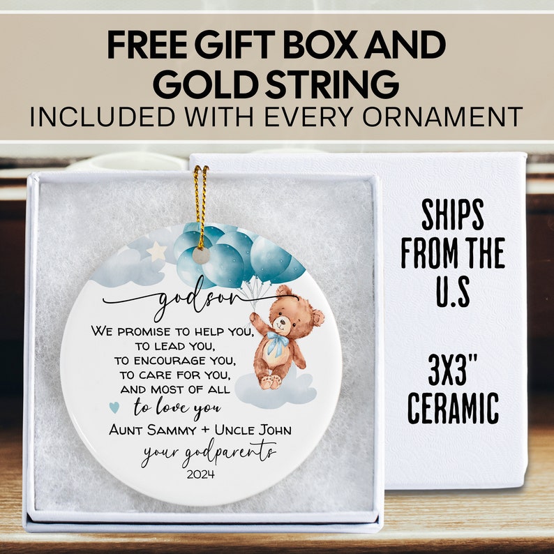 Personalized Godson Ornament, Godson Gift From Godparents, Godson ...