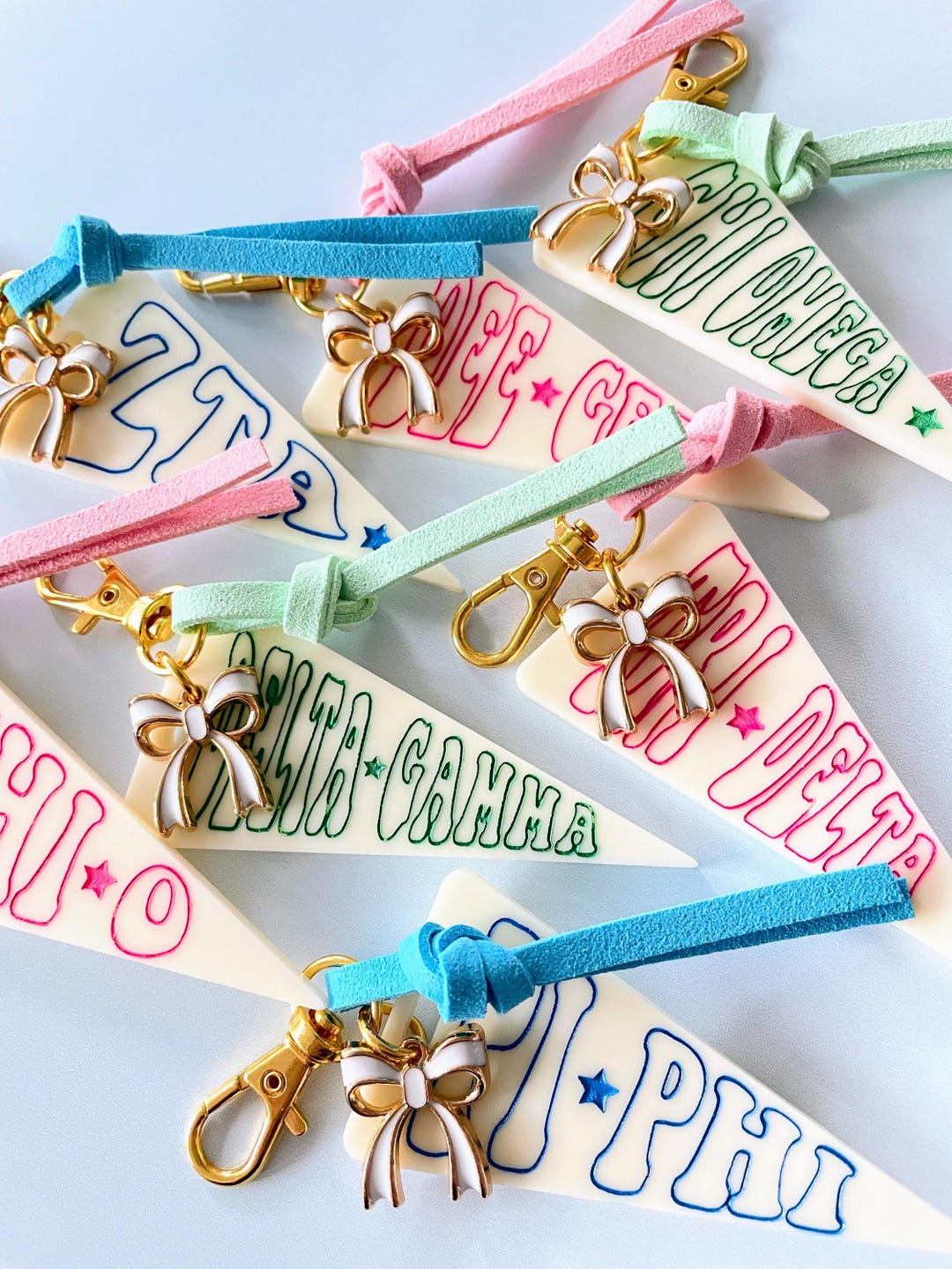 Sorority Pennant Keychain L Personalized Greek Letters Keychain With ...