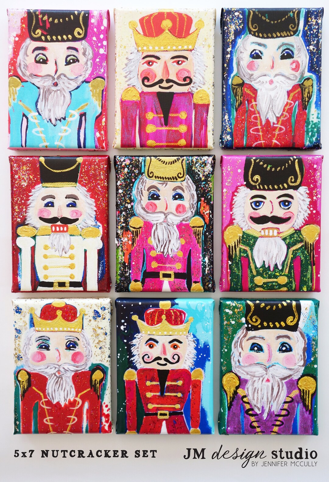5x7 Nutcracker Canvas Art Wall Decor, Set of 9 Ready to Hang, Christmas ...