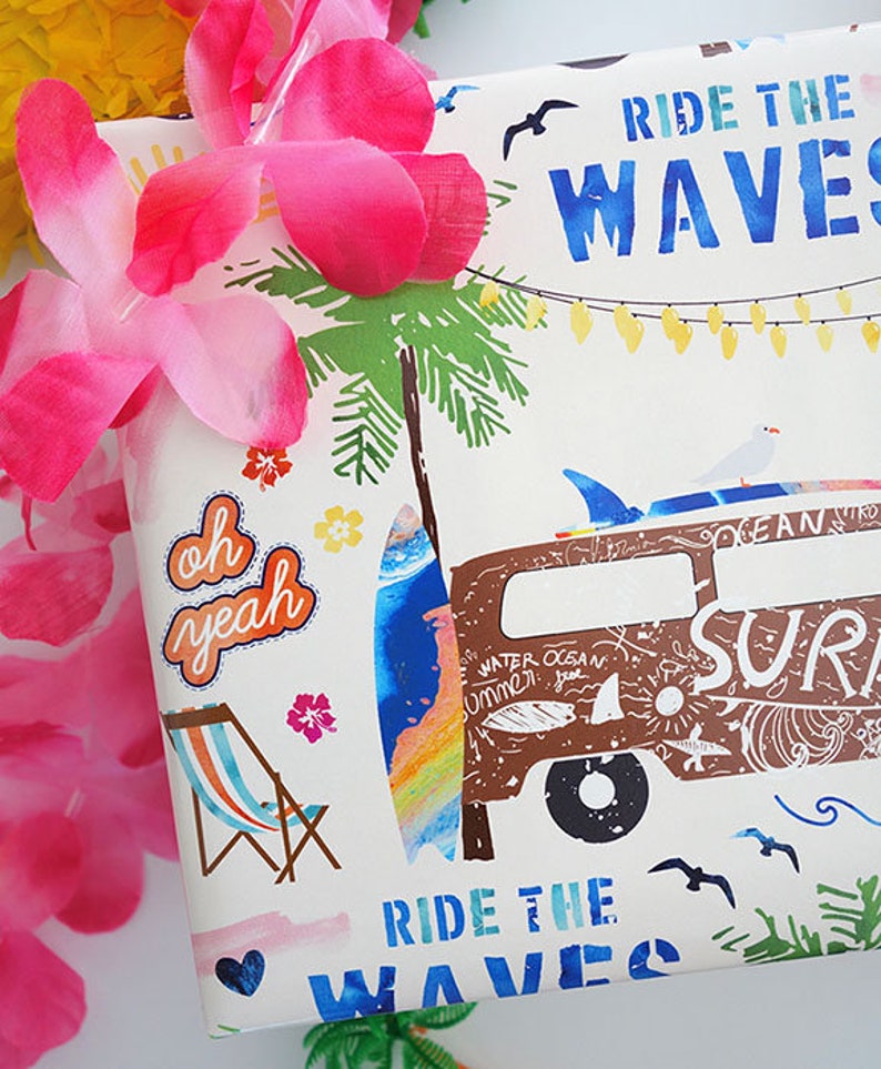 Surfing Gift Wrap Ride the Waves Wrapping Paper Surfing Gift - Etsy