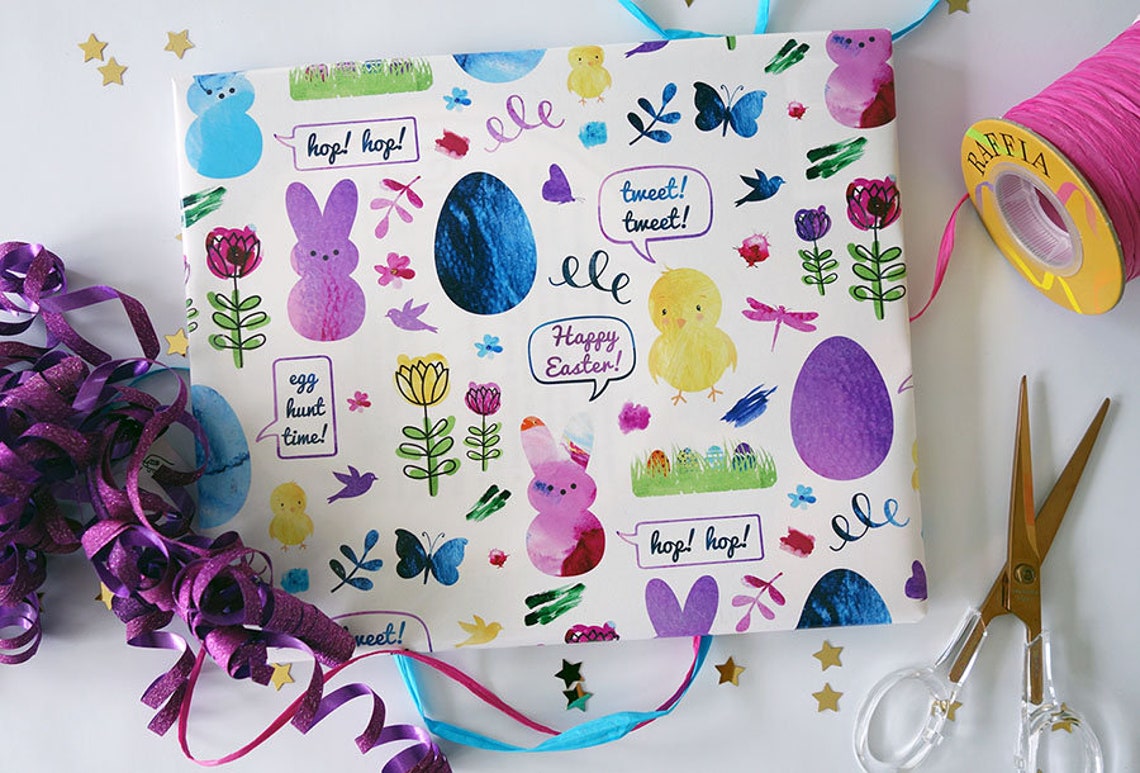 Easter Gift Wrap Easter Wrapping Paper Bunny Gift Wrap | Etsy