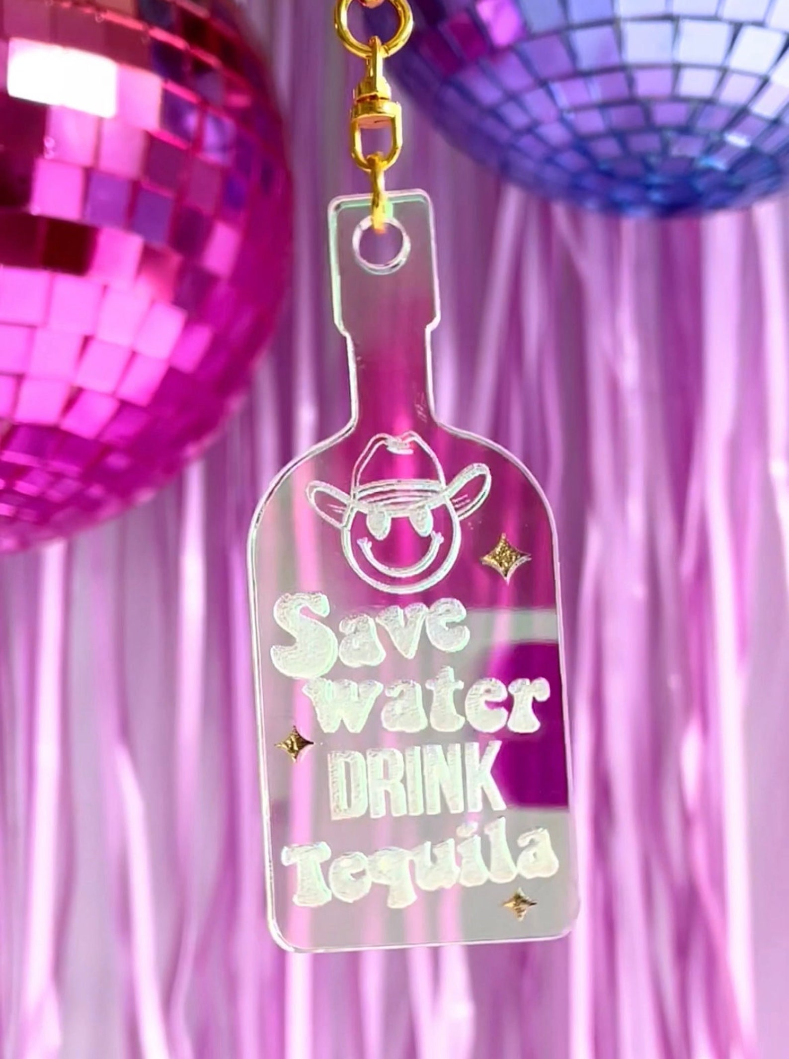 Save Water Drink Tequila Iridescent Acrylic Keychain I Tequila Bottle ...