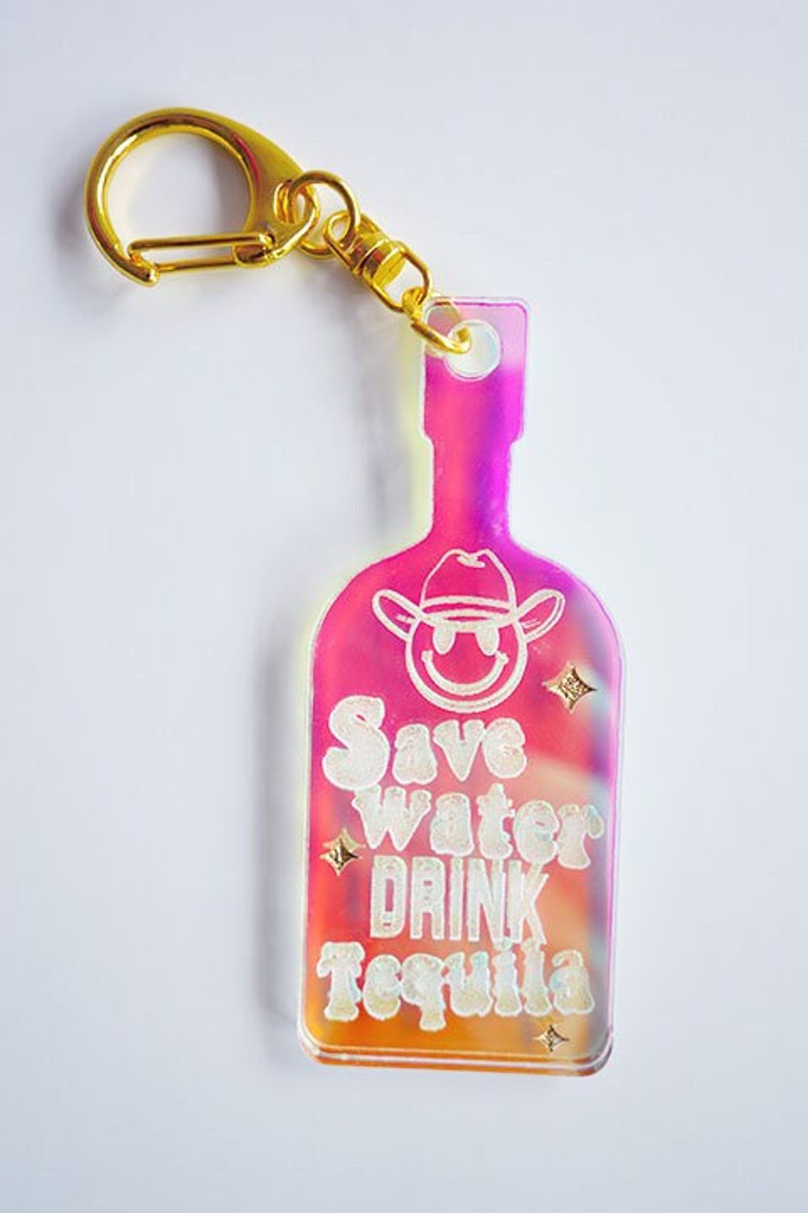 Save Water Drink Tequila Iridescent Acrylic Keychain I Tequila Bottle ...