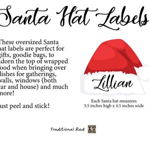 Oversized Santa Hat Stickers, Christmas Stickers, Personalized Labels ...