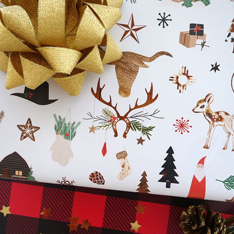 Christmas Farmhouse Wrapping Paper - Etsy