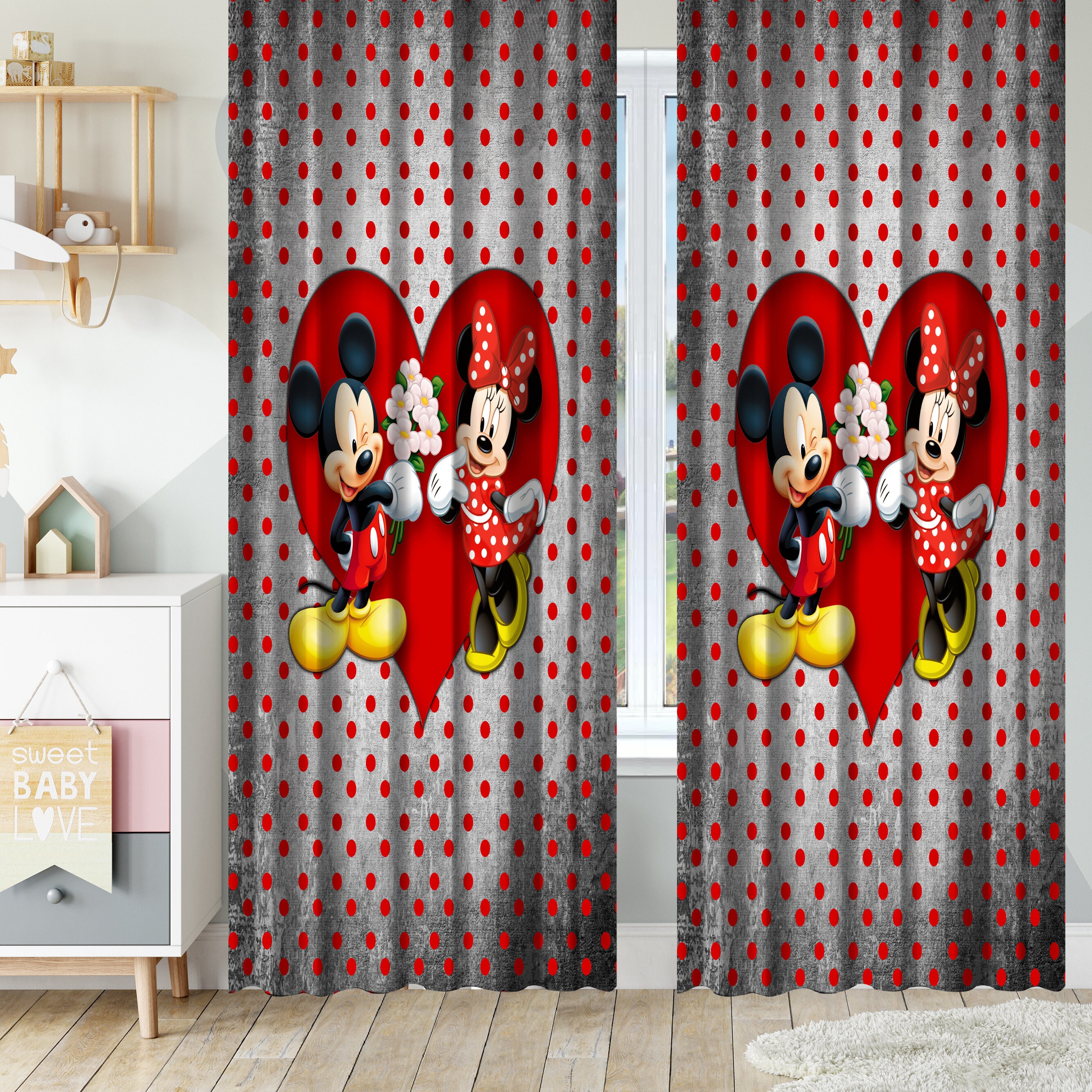 Mickey Mouse Curtain, Minnie Mouse, Custom Curtain, Baby Room Curtain ...