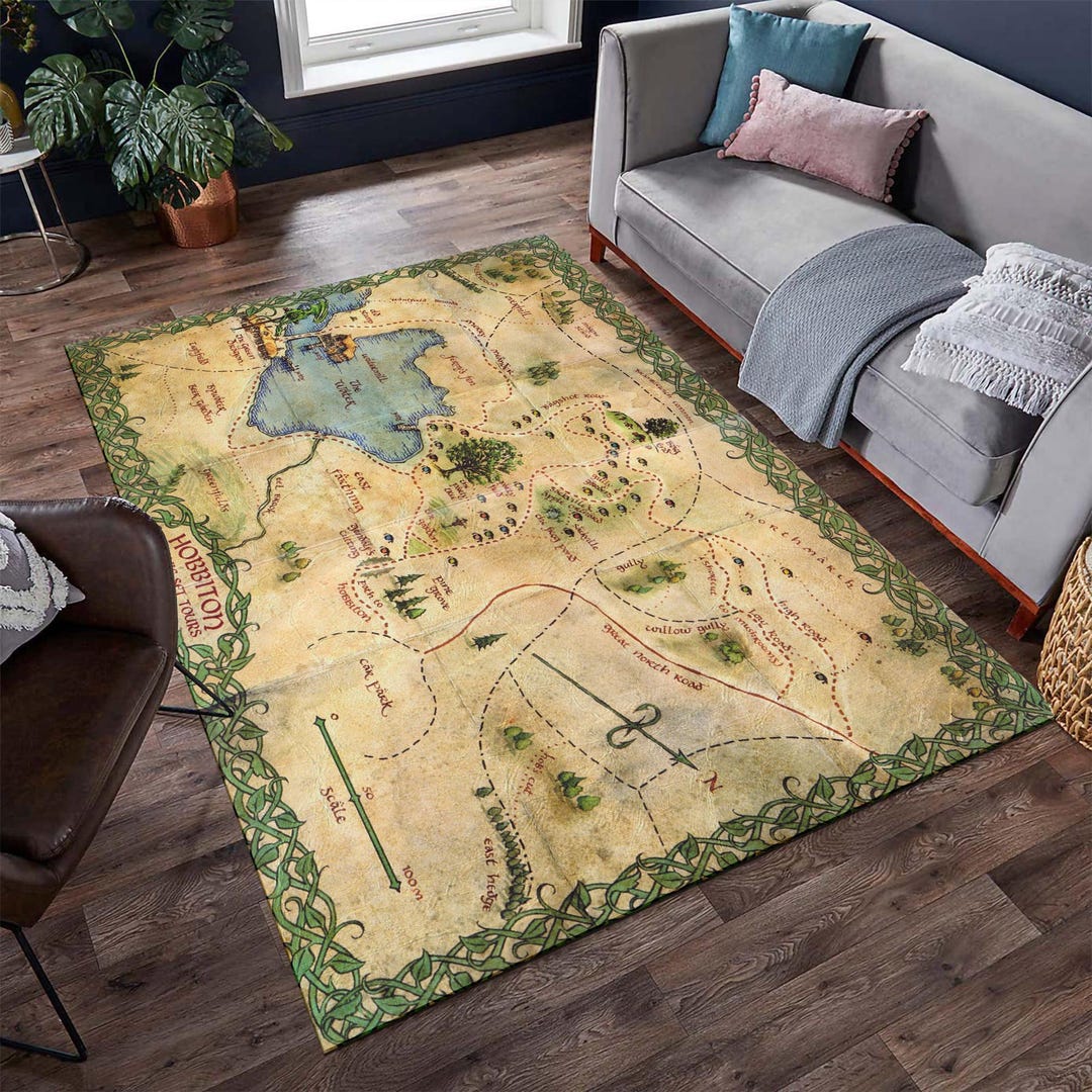 Hobbiton Map Area Rug, Fantasy Movie Decor - Etsy