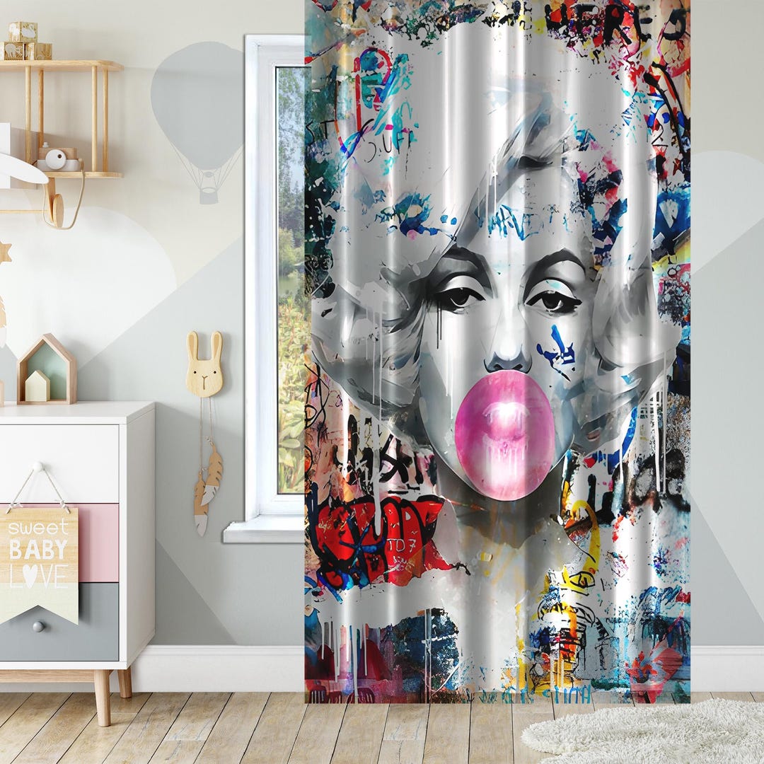 Pop Art Curtain,colorful Graffiti Curtain,unique Curtain Decor ...