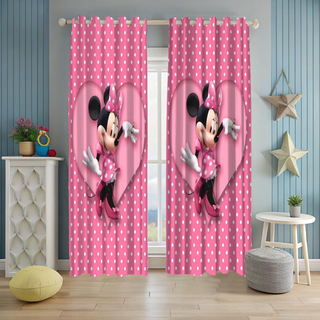 Minnie Mouse,pink Kidsroom Decor,girlroom Curtain,custom Curtain ...
