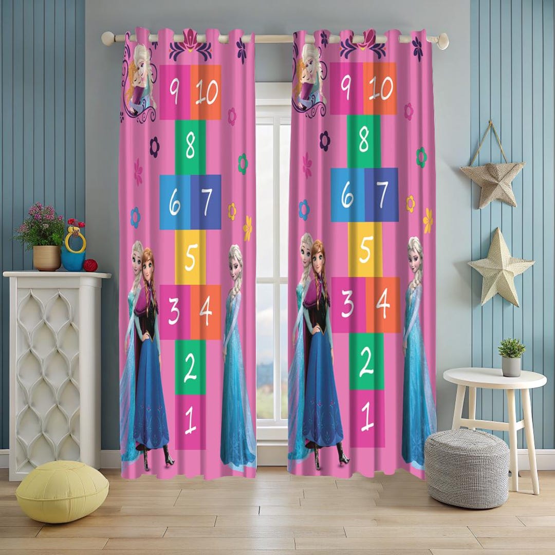 Hopscotch Curtain,pink Elsa Anna,frozen Curtainr,girlroom Decor Curtain ...