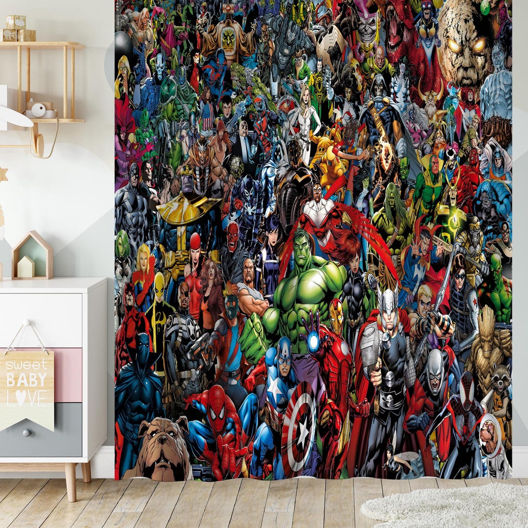 Superhero Curtain,karma Superhero Decor,gift for Curtain Decor,kidsroom ...