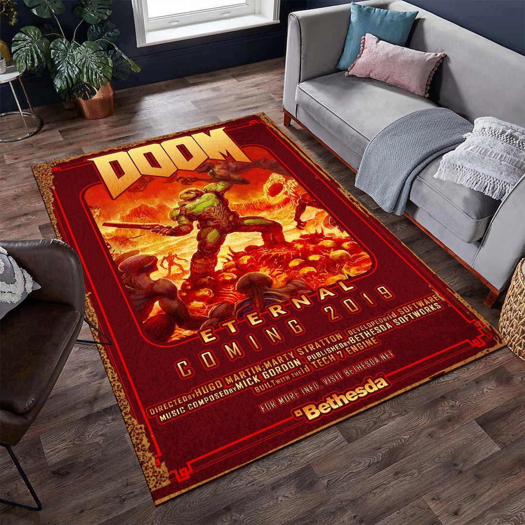 Doom Game Rug, Video Game Rug, Doom Rug, Gamer Rug, Gamer Gifts, Gamer ...