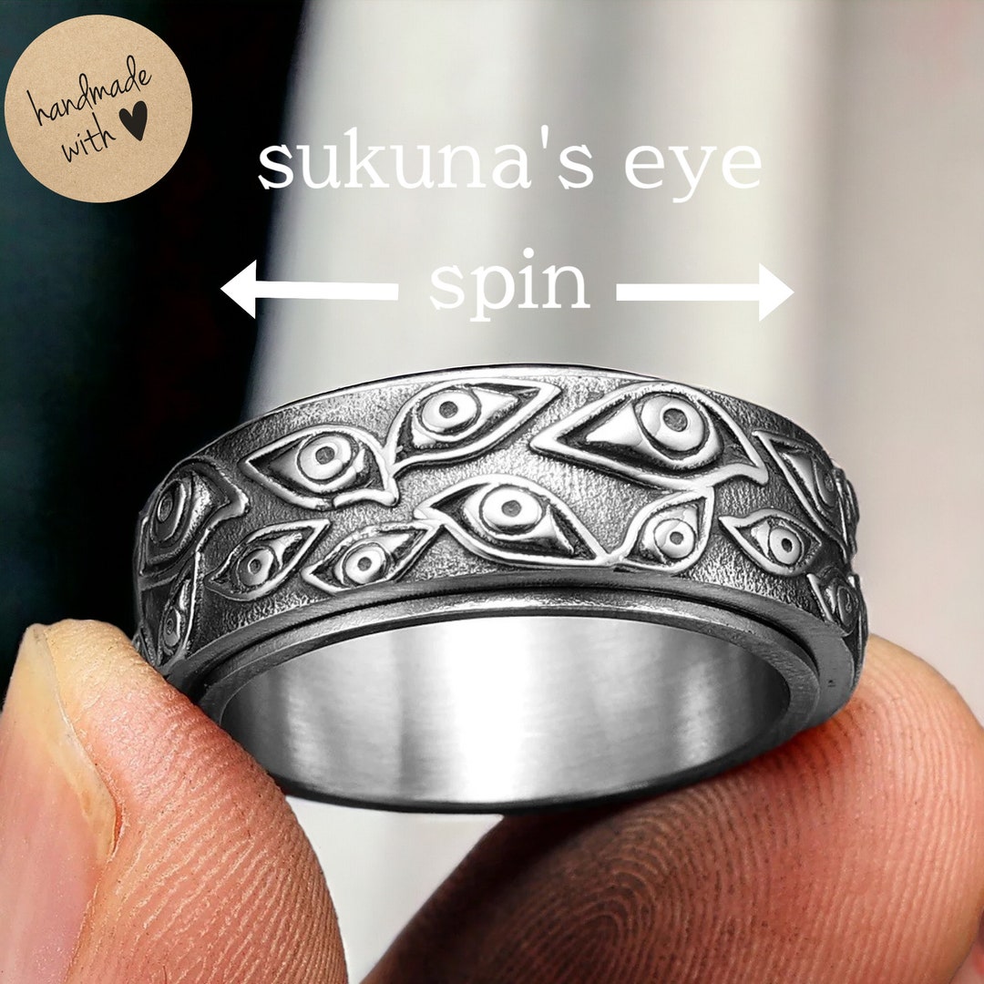Jujutsu Kaisen Sukuna Spinner Ring Gold Fidget Anxiety Relief Ring ...