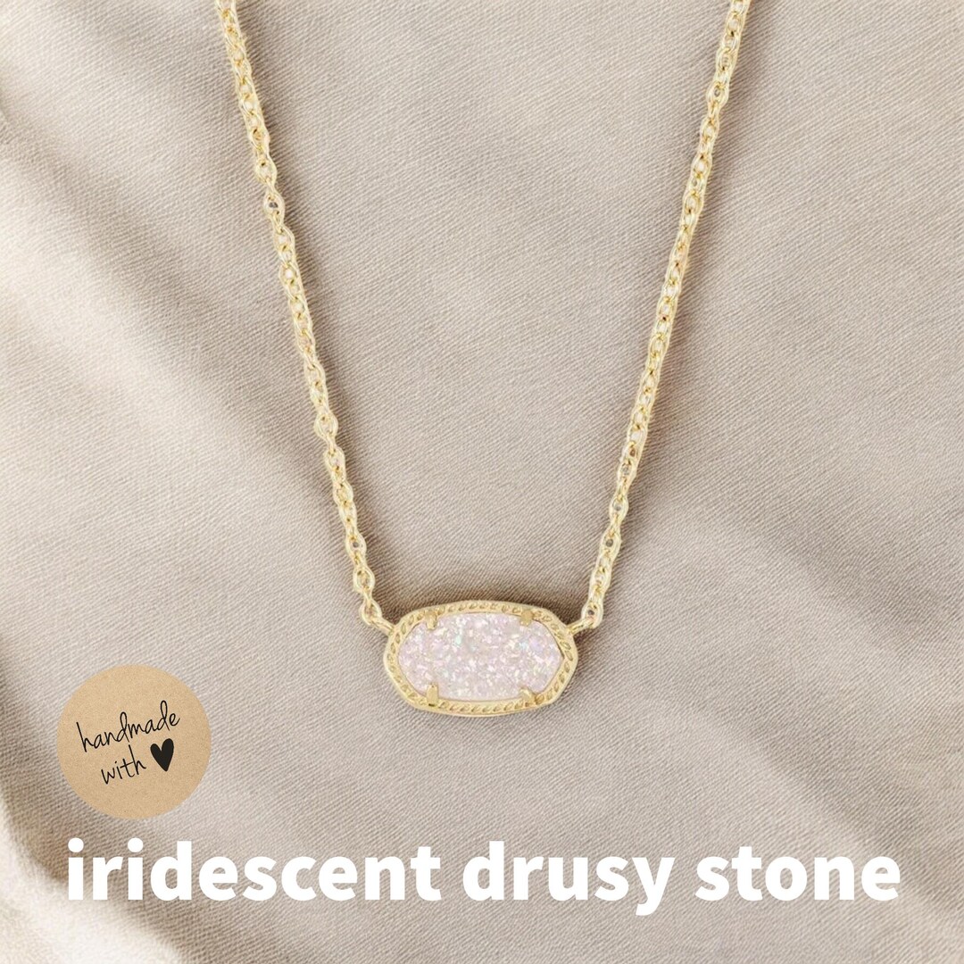 Elisa 14k Gold Pendant Necklace | Iridescent Drusy Jewelry | Minimalist Gift for Her | Elegant ...