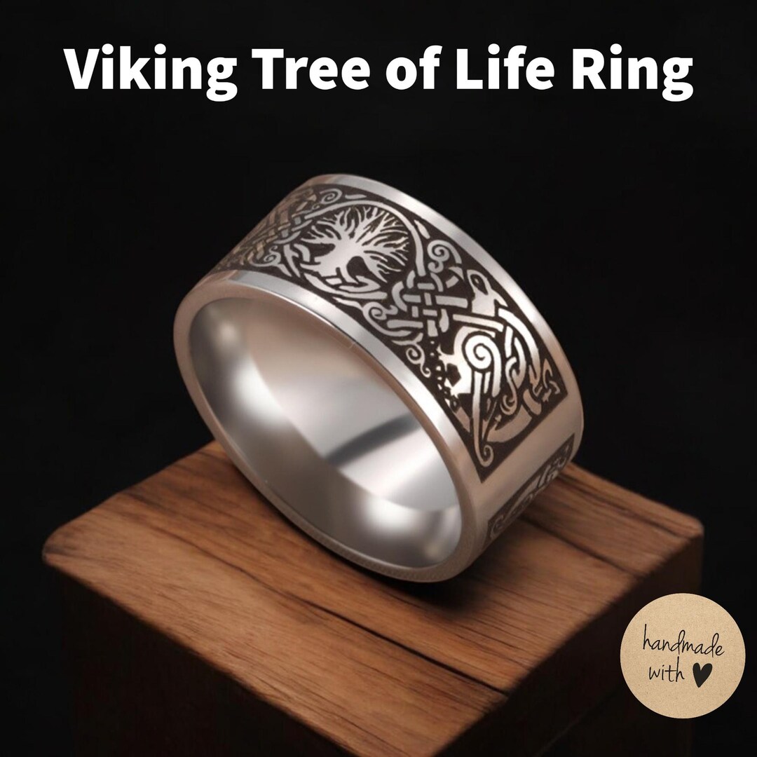 Viking Tree of Life Ring | Punk Stainless Steel Rings for Men & Women ...