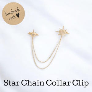 Goth Punk Star Chain Collar Clip | Rhinestone Tassel Lapel Pin | Gothic ...