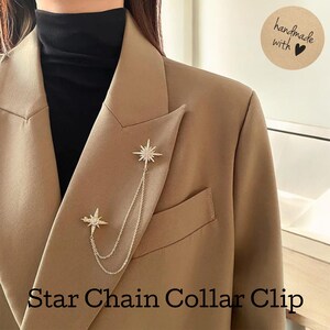 Goth Punk Star Chain Collar Clip | Rhinestone Tassel Lapel Pin | Gothic ...