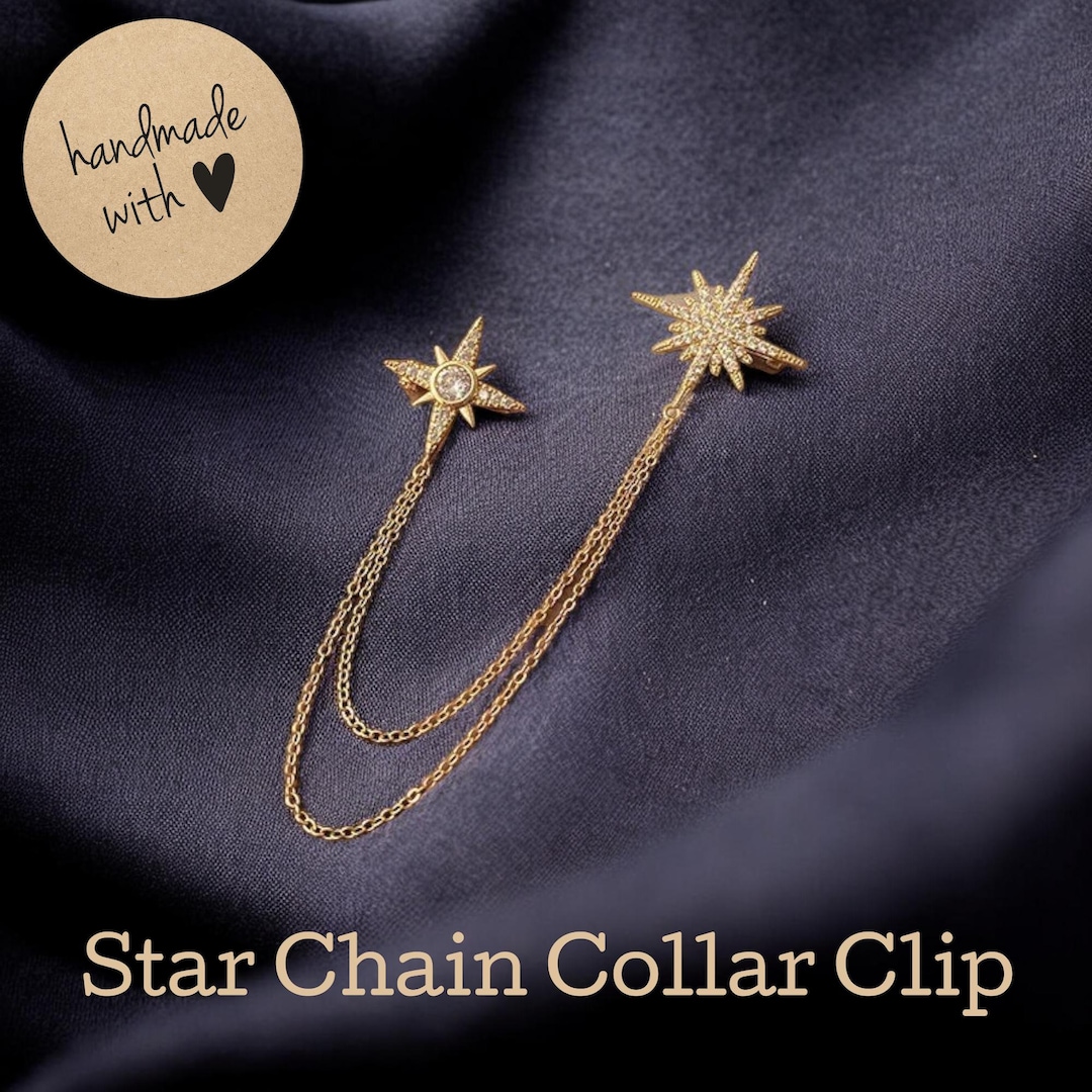 Goth Punk Star Chain Collar Clip | Rhinestone Tassel Lapel Pin | Gothic ...