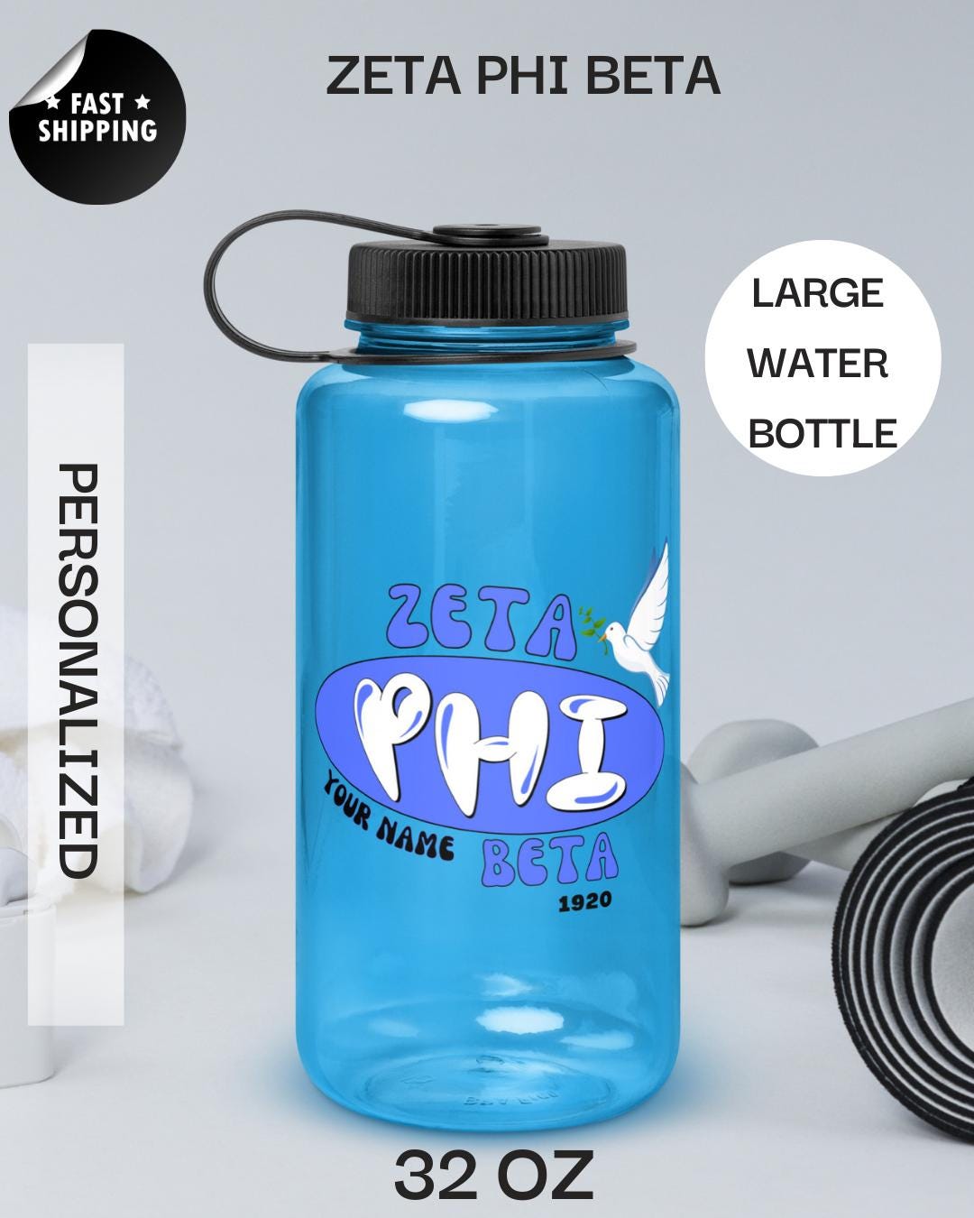 Custom Zeta Phi Beta Water Bottle, Sorority Merch, 32 Oz Tumbler, Workout Bottle, Sorority Gifts ...