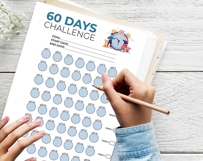 60 Day Challenge Tracker Printable | PDF Habit Tracker - Etsy Canada