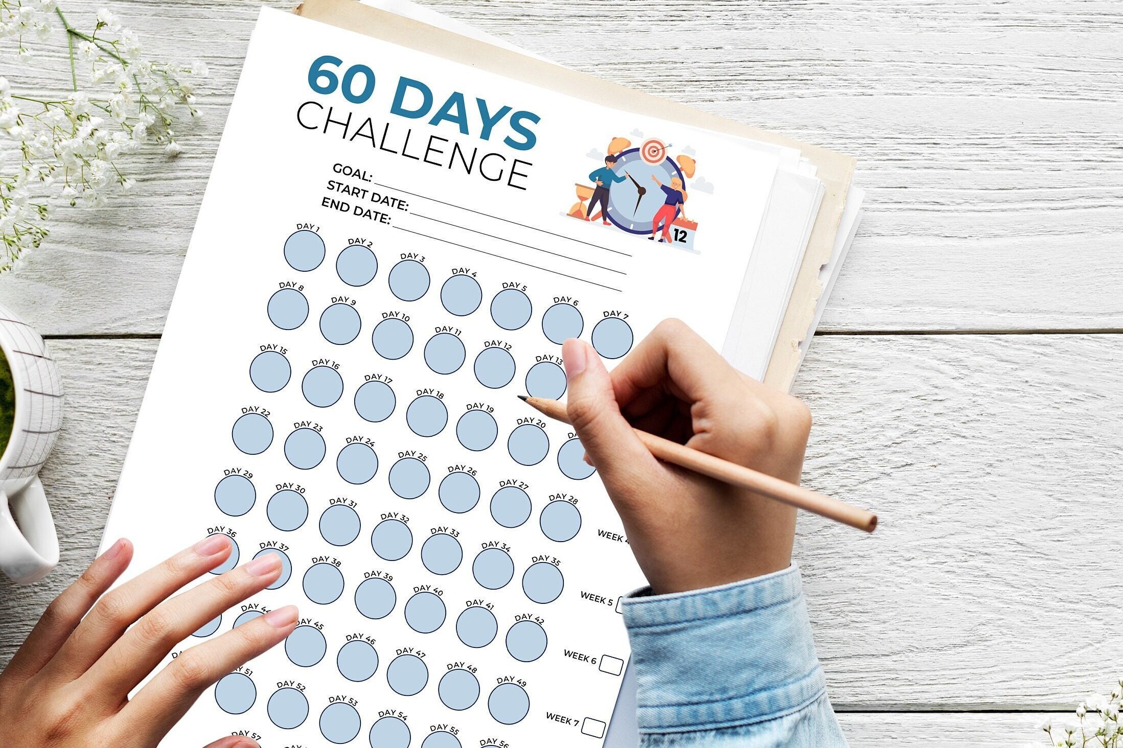60-day Challenge Tracker Printable, Daily Goal Tracker, No Spend ...