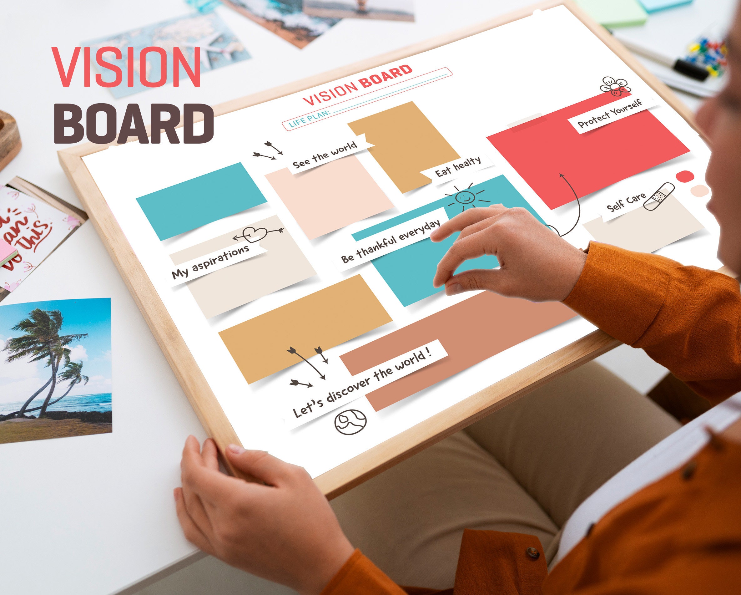 Goal Planner Bundle and Vision Board Printables, Goals Tracker, SMART ...