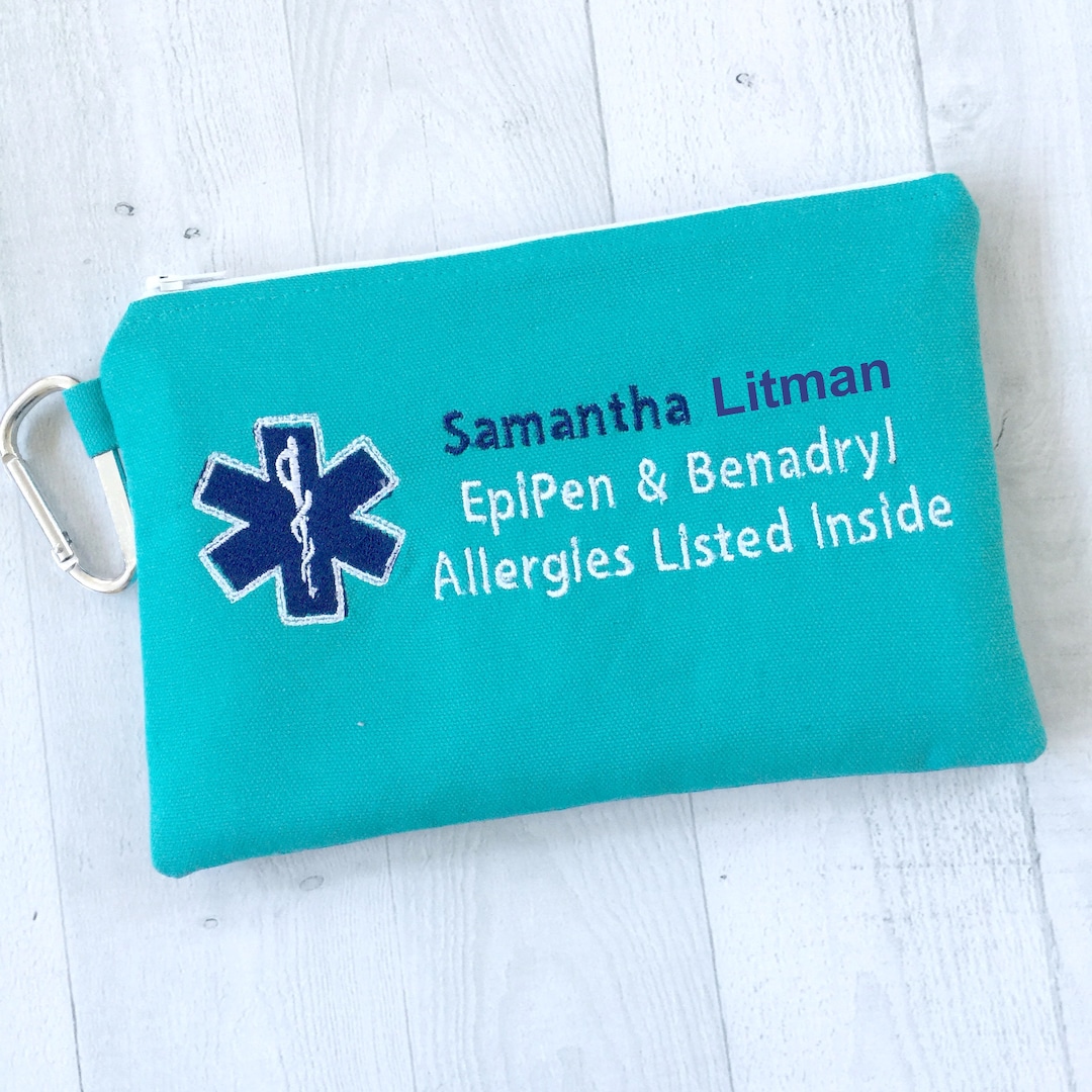 Large Medical Alert Pouch, Front Only, Personalized Epipen Case ...