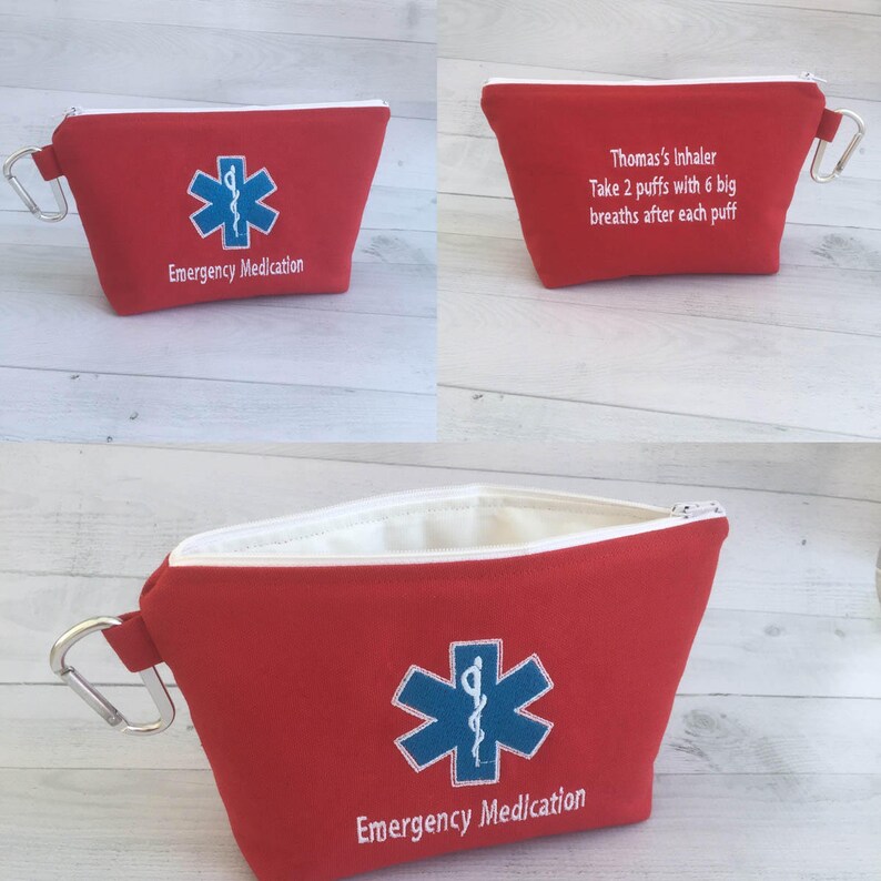 Large Medical Alert Pouch, Epipen Inhaler Case, Emergency Bag, Spacer ...