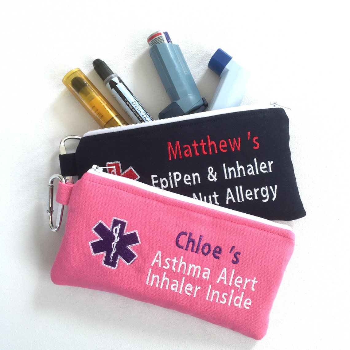 Medical Alert Pouch, Personalized Epipen Case, Front Only, Inhaler Case ...