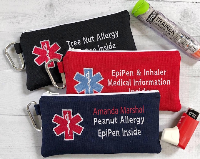 Medical Alert Pouch, Personalized Epipen Case, Front Only, Inhaler Case ...