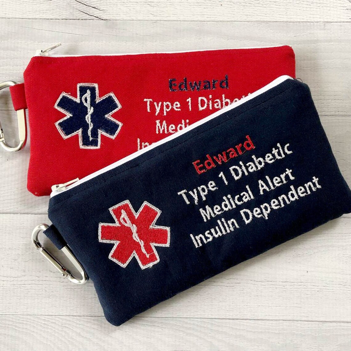 Double Sided Medical Alert Pouch, Type 1 Diabetic, Syringe, Epipen Case ...